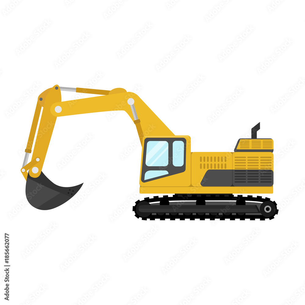 gelber Bagger Flat Design Icon Stock Vector | Adobe Stock