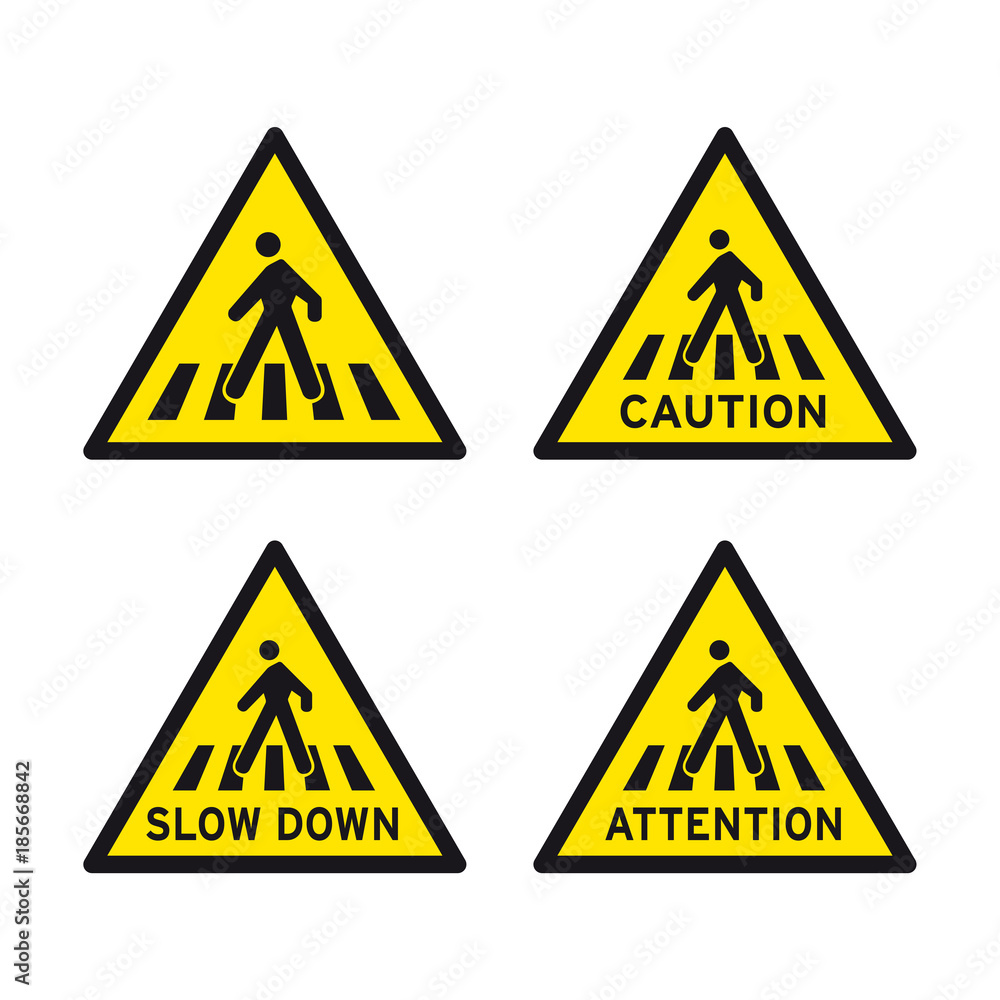Pedestrian crossing walking walk hiking sign set Stock Vector | Adobe Stock