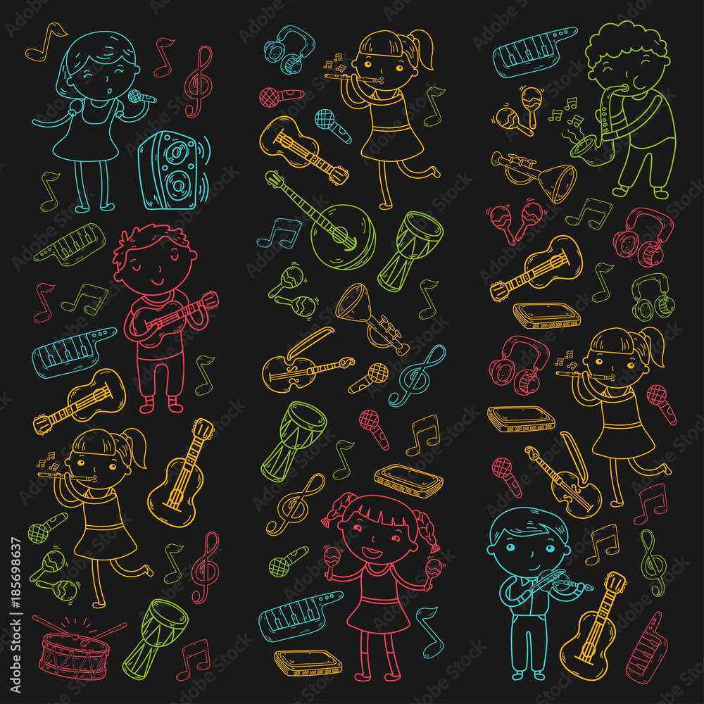 Music school for kids Vector illustration Children singing songs ...