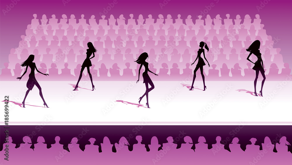Fashion models make catwalk show - vector illustration Stock Vector ...