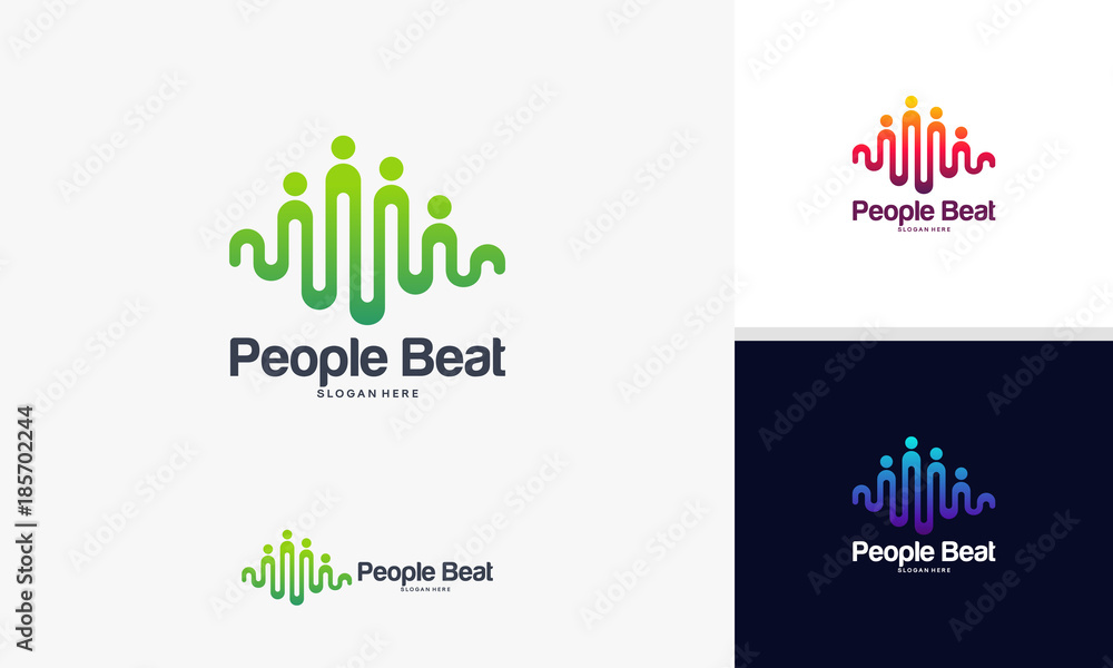 community logo template designs vector illustration, People Beat logo ...