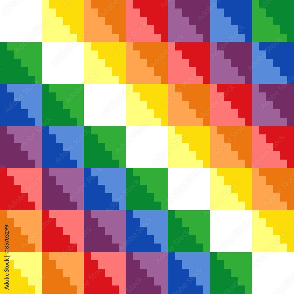 Wiphala. Modified flag of the Incan Empire. The pattern is made in the ...