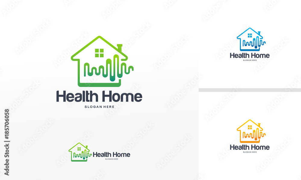 Health Home logo designs concept, Medical Place logo template, Pulse ...