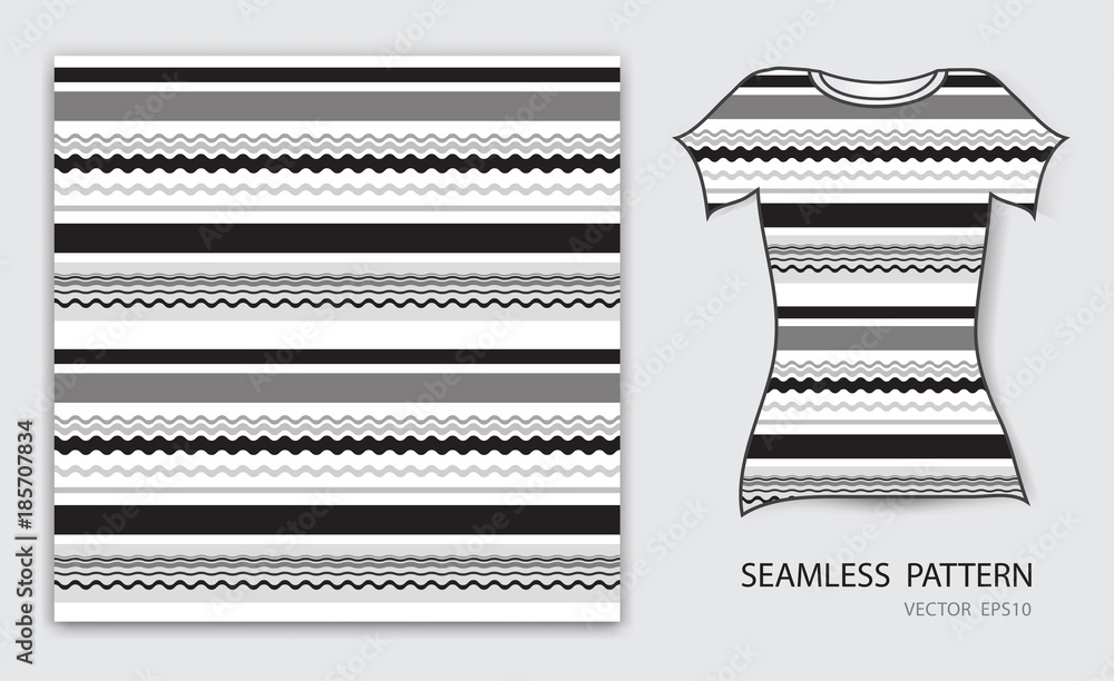 Black lines seamless pattern vector illustration, t shirt design ...