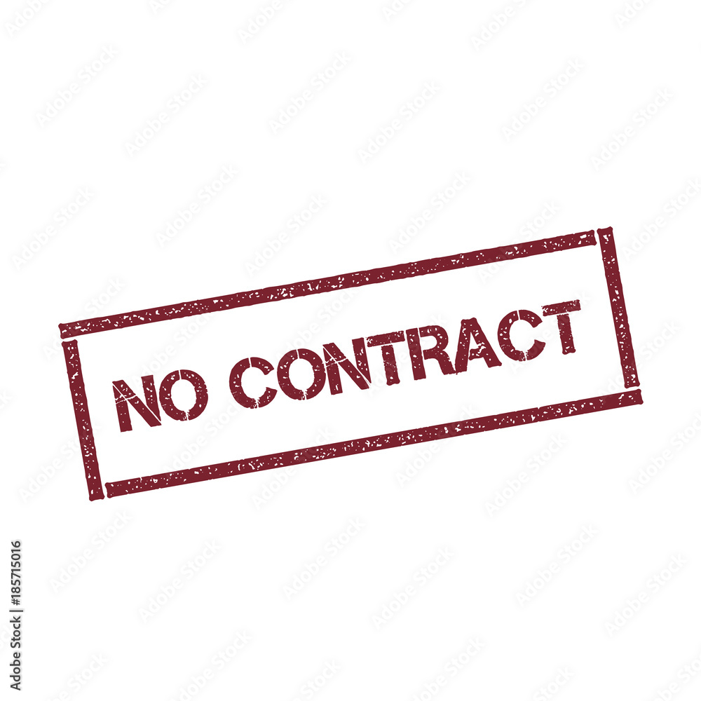 No contract rectangular stamp. Textured red seal with text isolated on ...
