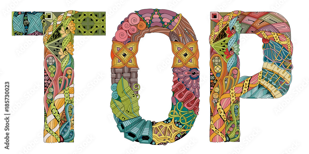 Word TOP. Vector decorative zentangle object Stock Vector | Adobe Stock