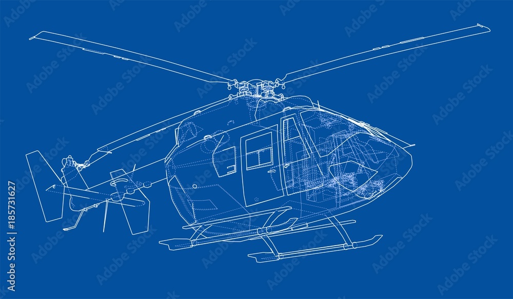 Outline drawing of helicopter Stock Vector | Adobe Stock