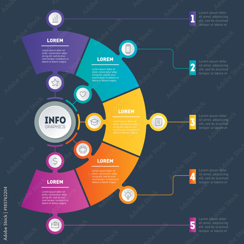 Vector infographic of technology or education process with 5 steps ...