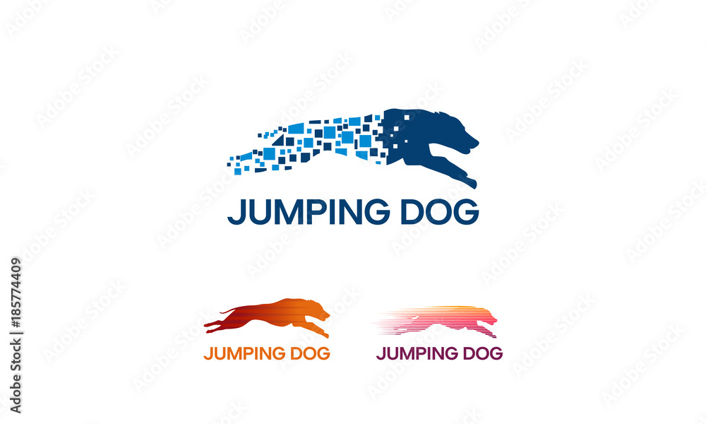 Set of Fast jumping dog logo vector, Dog Training logo template designs ...