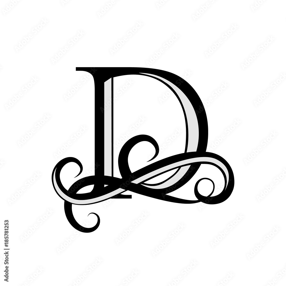 Capital Letter for Monograms and Logos. Beautiful letter. Black vector ...