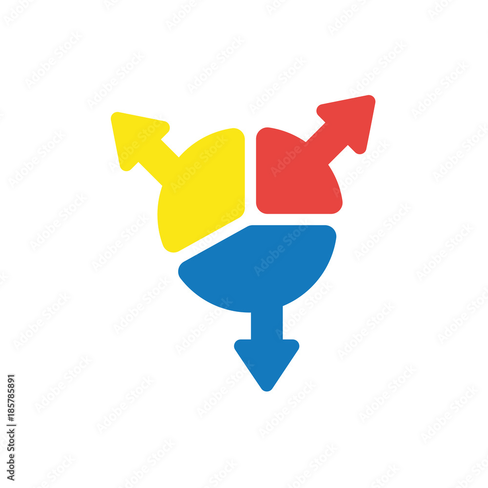 Flat design vector concept of three part diagram pie chart infographic ...