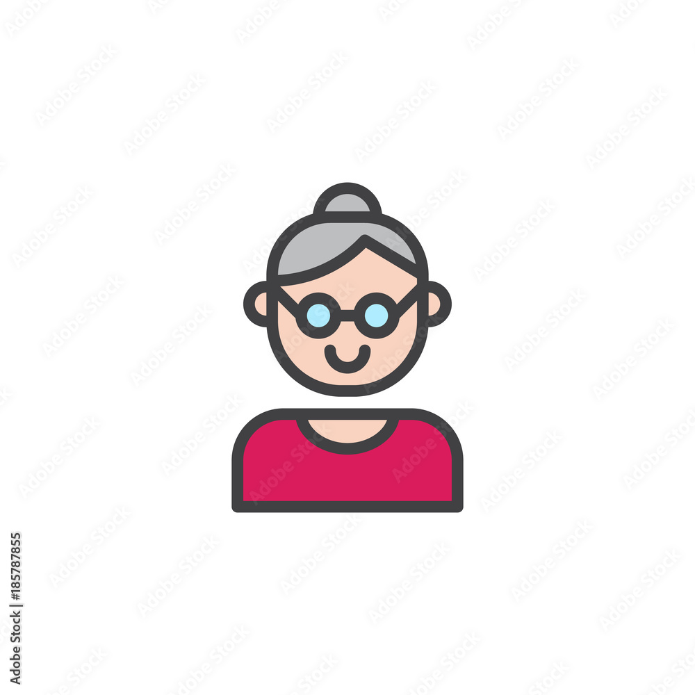 Grandmother filled outline icon, line vector sign, linear colorful ...
