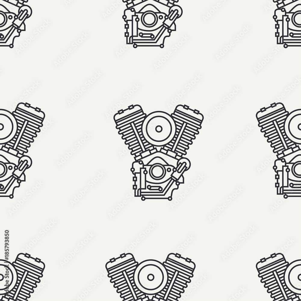 Line seamless pattern vector motorcycle classic bike v power motor ...