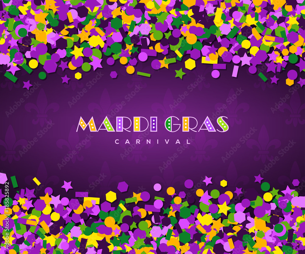 carnival mardi gras confetti on dark background Stock Vector | Adobe Stock