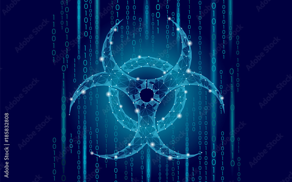 Computer web virus attack danger. Biohazard sign epidemia alert data ...