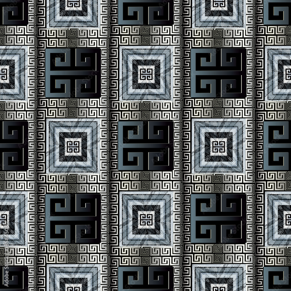 Ancient greek key vector seamless pattern. Modern geometric 3d ...