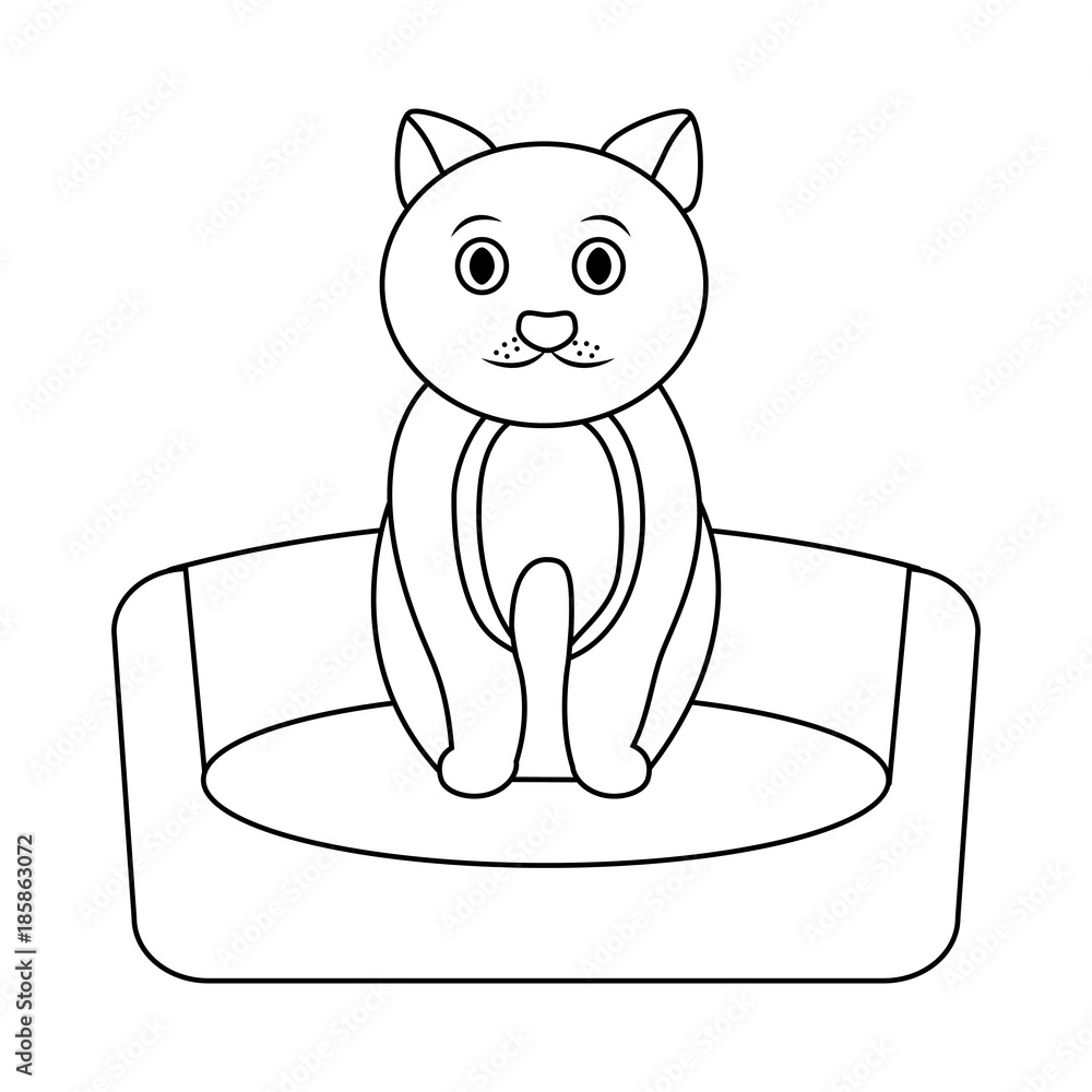 cat on bed cartoon pet icon image vector illustration design Stock ...