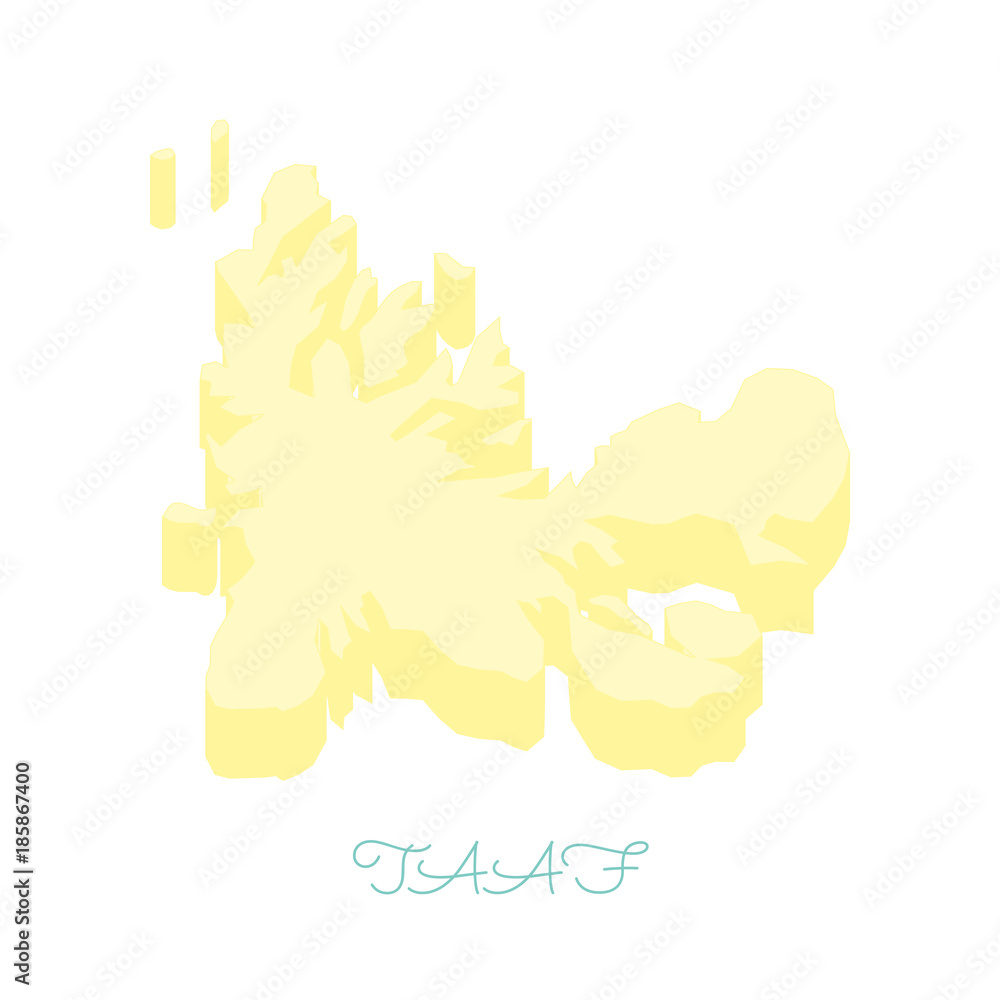 TAAF region map: colorful isometric top view. Detailed map of TAAF ...