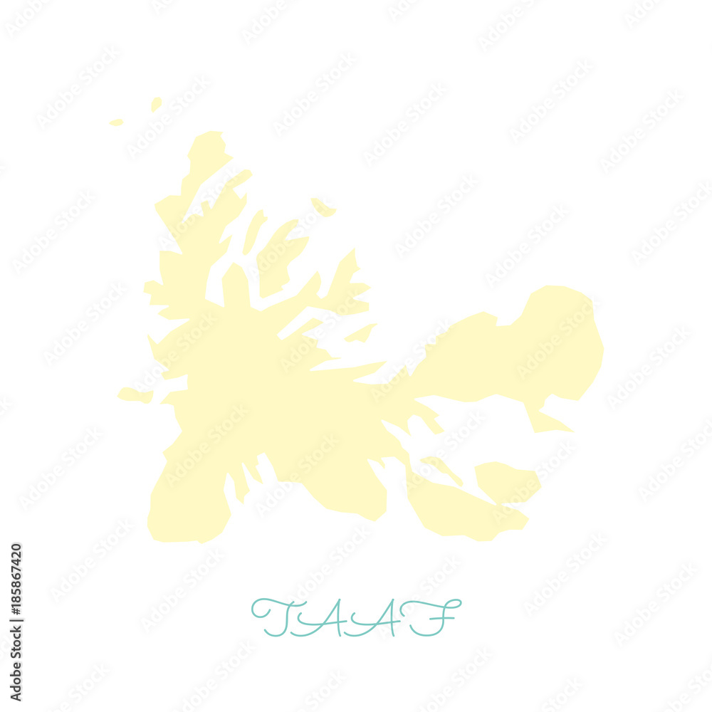 TAAF region map: colorful with white outline. Detailed map of TAAF ...