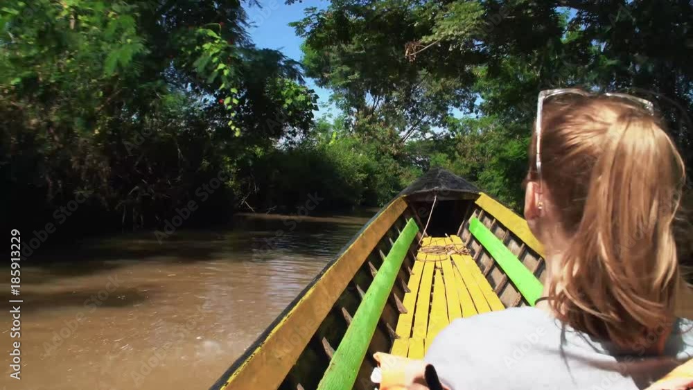 Female Tourist Riding Boat at Inle Lake Stock Video | Adobe Stock