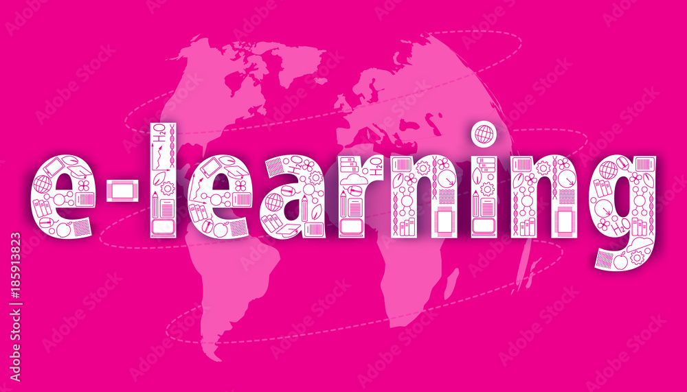 Concept of remote learning. E-learning built from online education ...