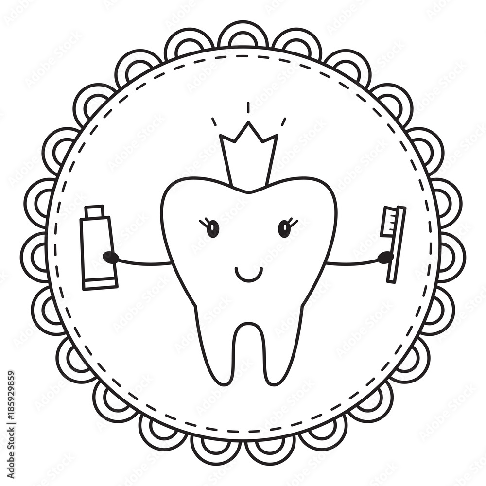 Tooth. Coloring page. Vector illustration. Stock Vector | Adobe Stock