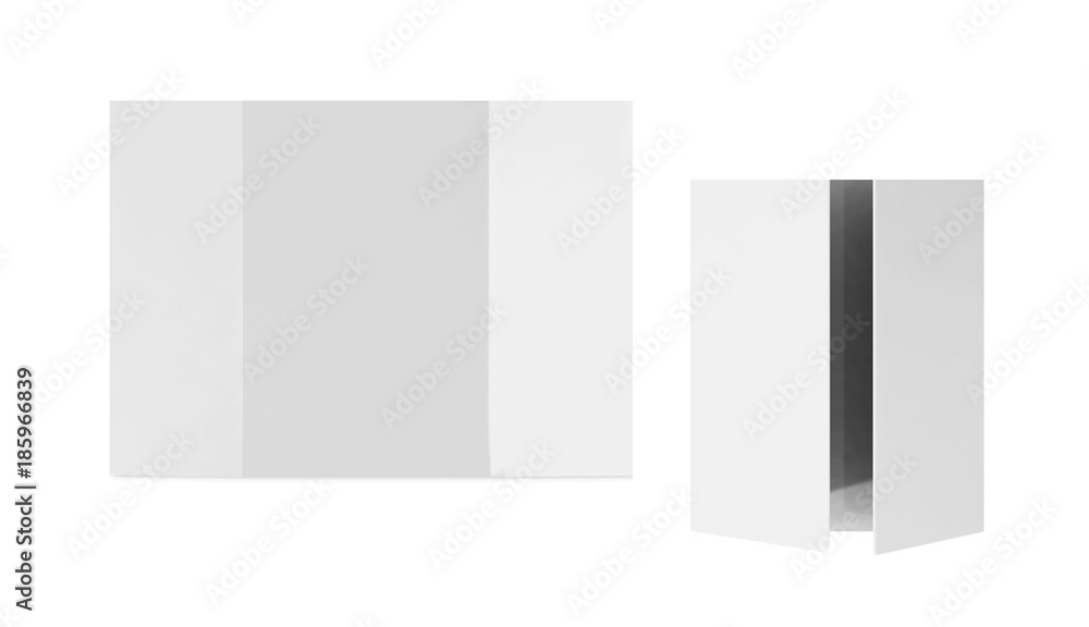 Single open gate fold brochure, 3 panel and six pages leaflet. blank ...