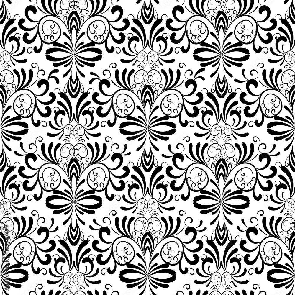 Black And White Damask