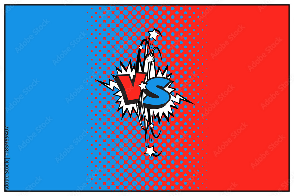 Blue and red versus logo with halftone effect. Vector VS icon. Stock ...