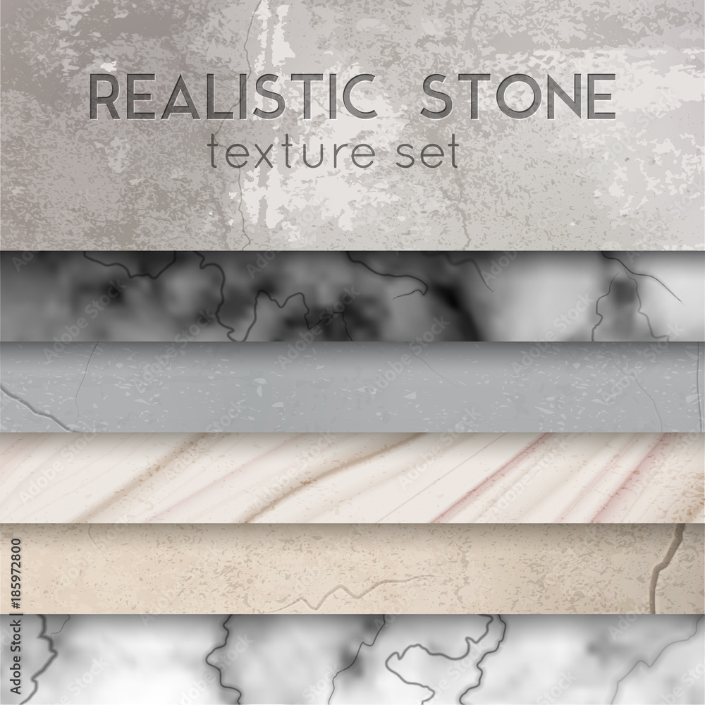 Stone Texture Samples Realistic Set Stock Vector | Adobe Stock