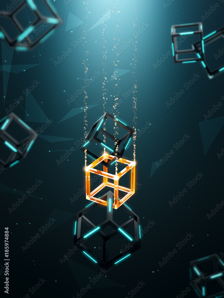 Blockchain technology with abstract background Stock Illustration ...