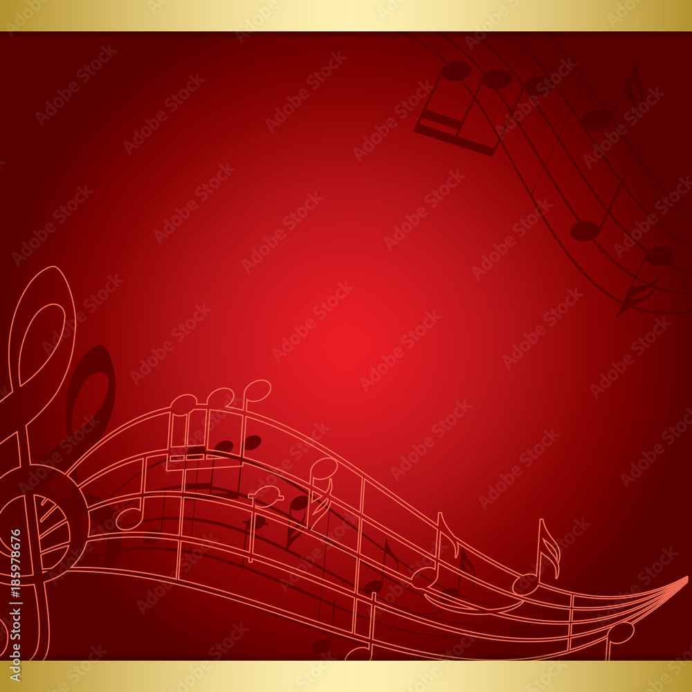 dark red background with music notes - vector musical flyer Stock ...