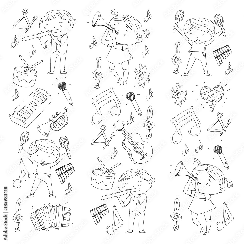 Vector school of music Musical theatre Kindergarten children with music ...