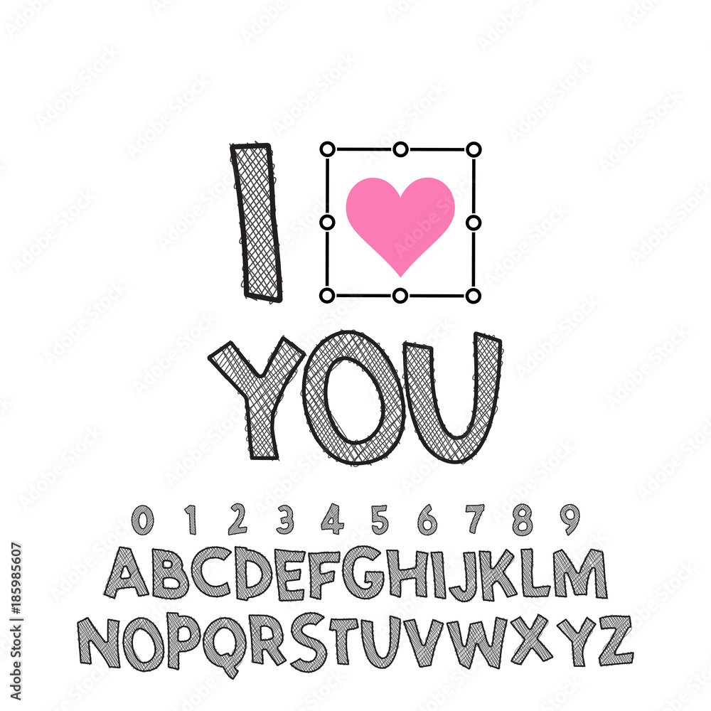 I love you - font. Vector alphabet. Hand Lettering script font ...