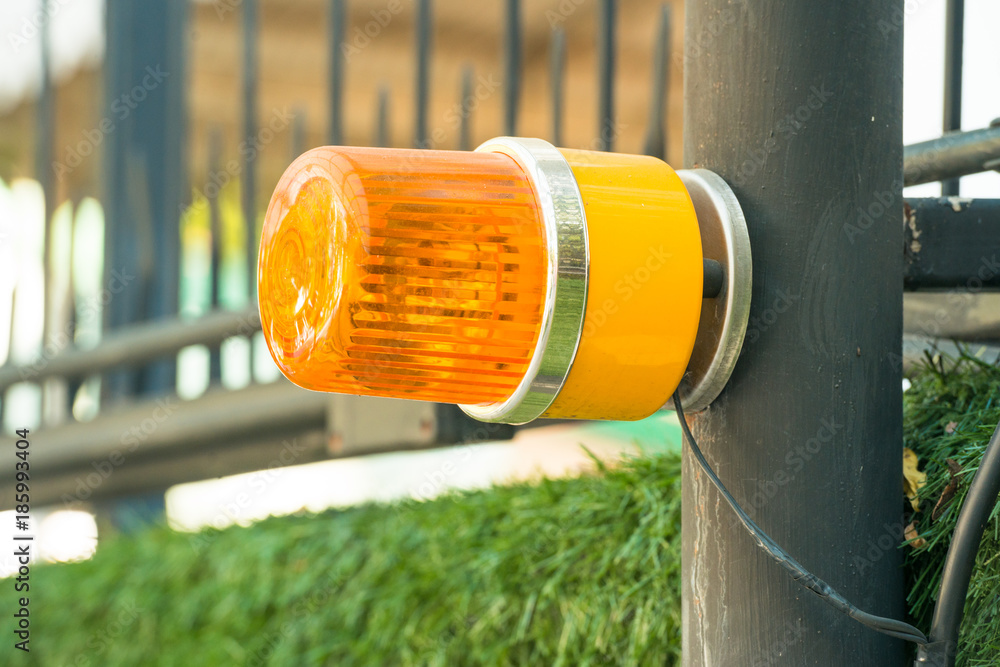 Emergency orange warning flashing light for security alarm with ...