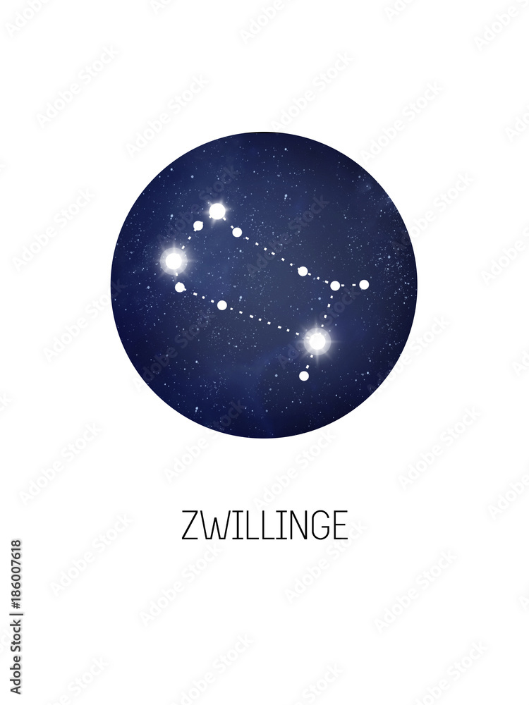 Zwillinge - Sternzeichen / Sternbild Stock-Illustration | Adobe Stock