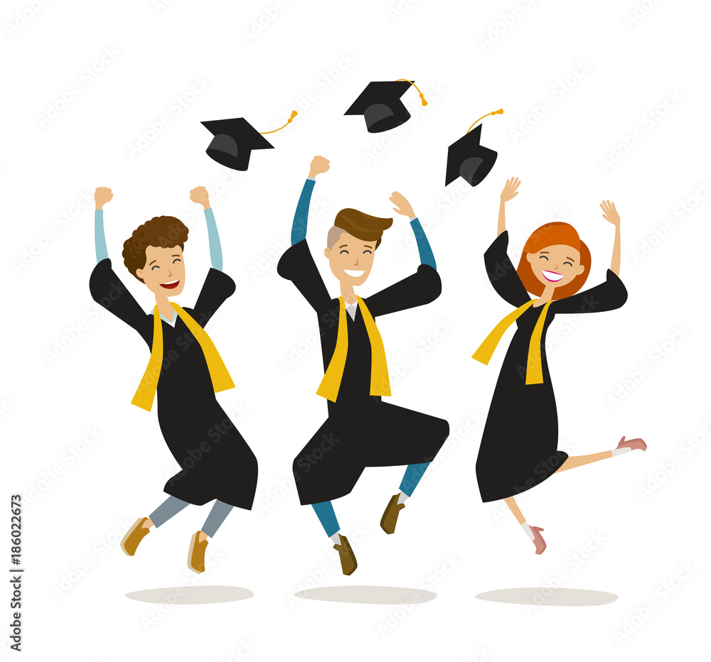 Happy Graduates Or Students Throw Hats Education College School happy-graduates-or-students-throw-hats-education-college-school