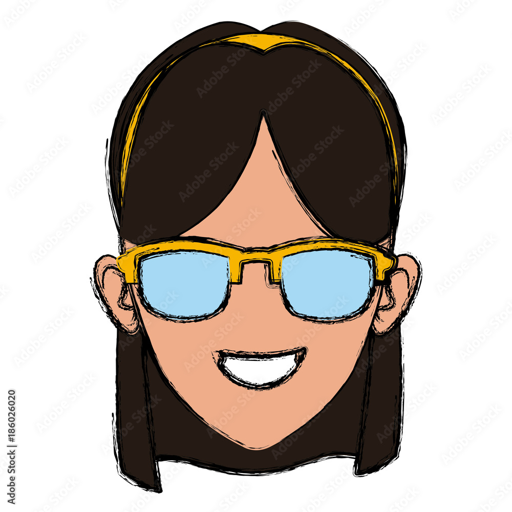 Woman face with sunglasses icon vector illustration graphic design ...