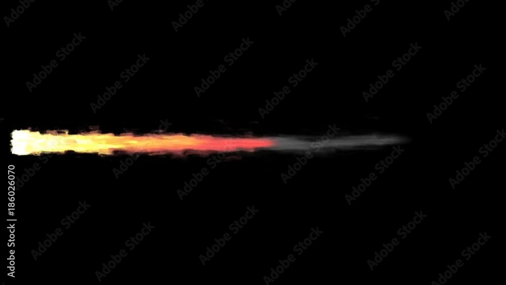Animated realistic exhaust flame with smoke of rocket, jet engine or ...