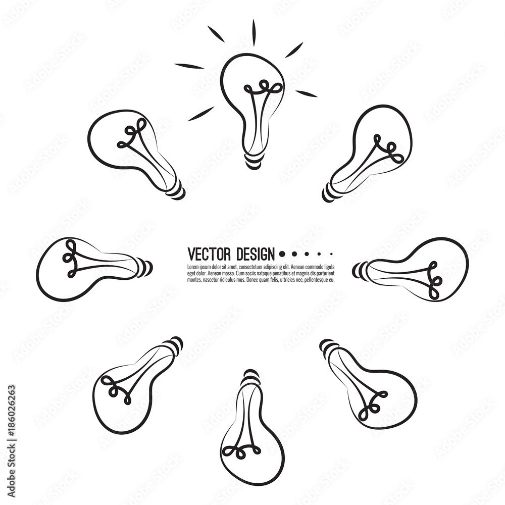 Bulb light idea. concept of big ideas inspiration innovation, invention ...