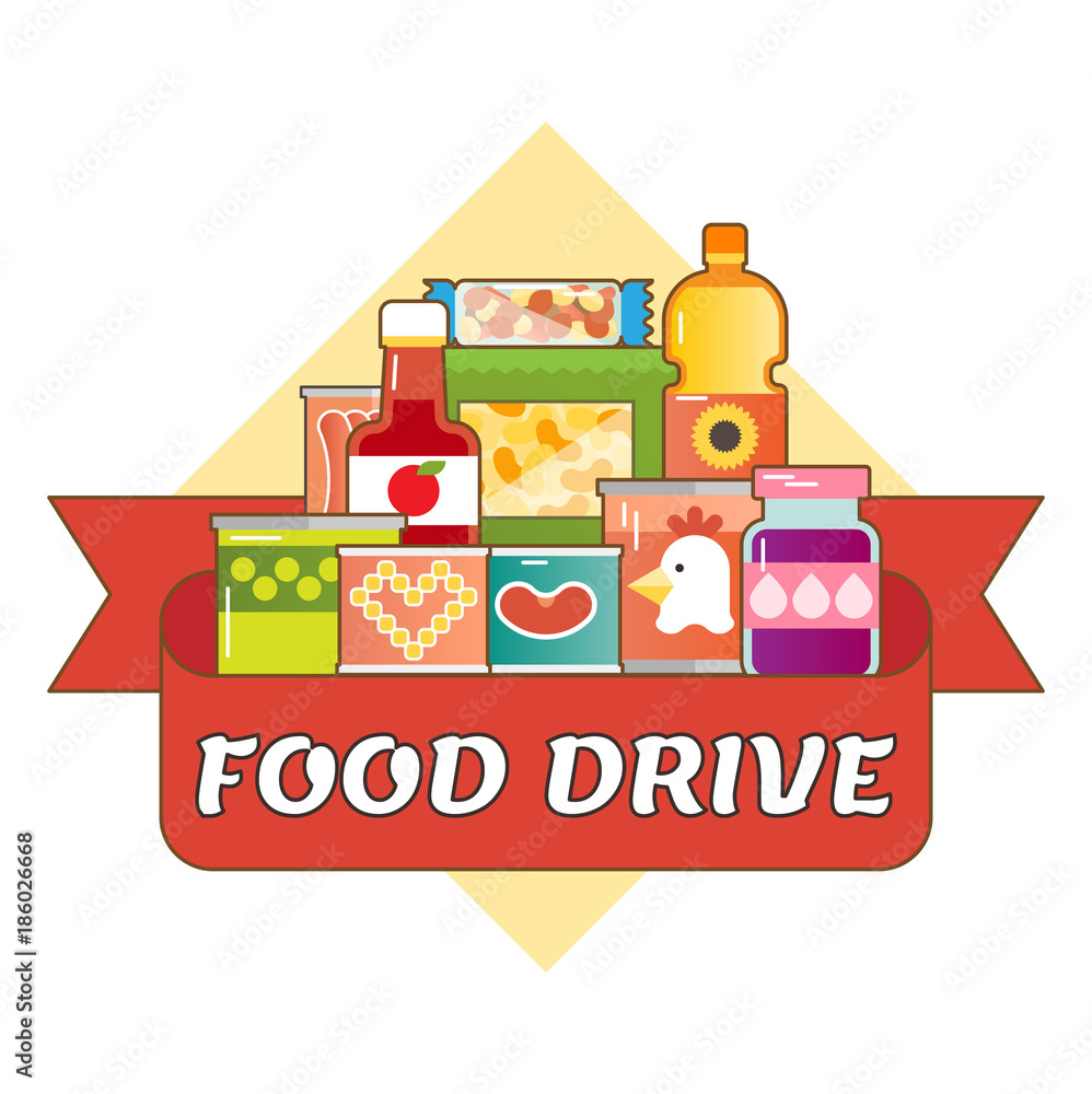Food Drive charity movement logo vector illustration Stock Vector ...