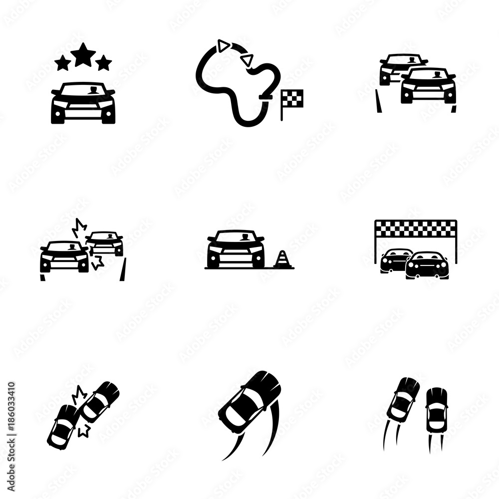 Set of simple icons on a theme Race, vector, design, collection, flat ...