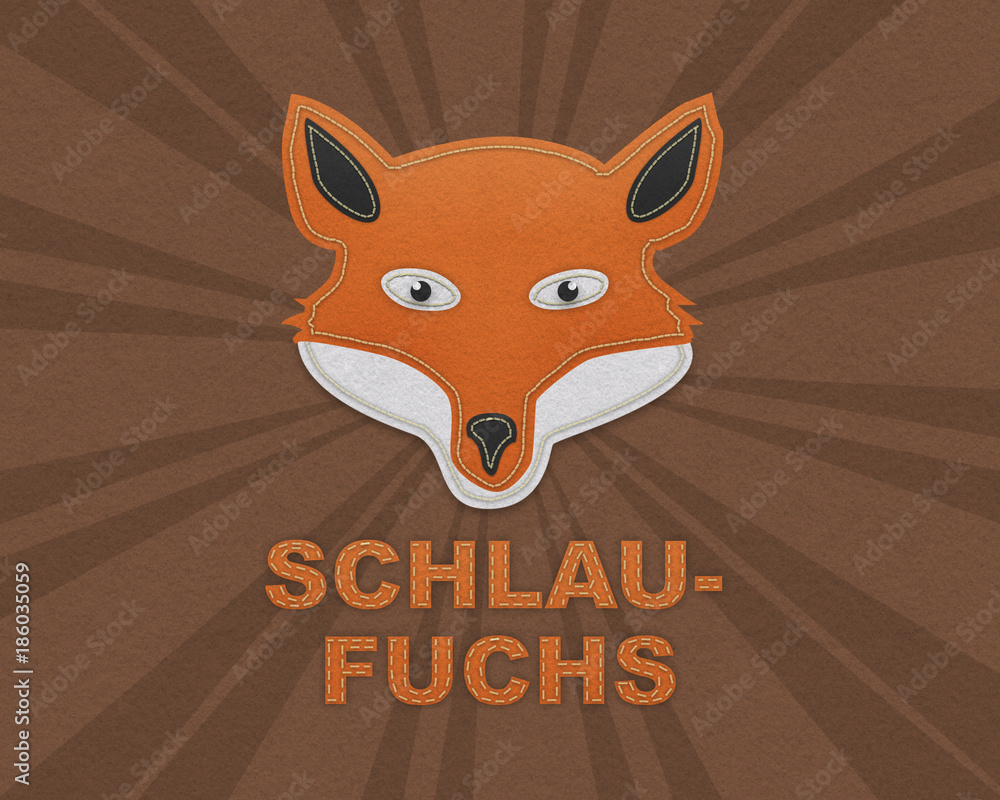 Schlaufuchs Aufnäher Stoffaufnäher Stock-Illustration | Adobe Stock