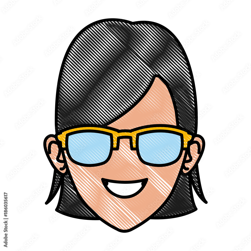 Woman face with sunglasses icon vector illustration graphic design ...