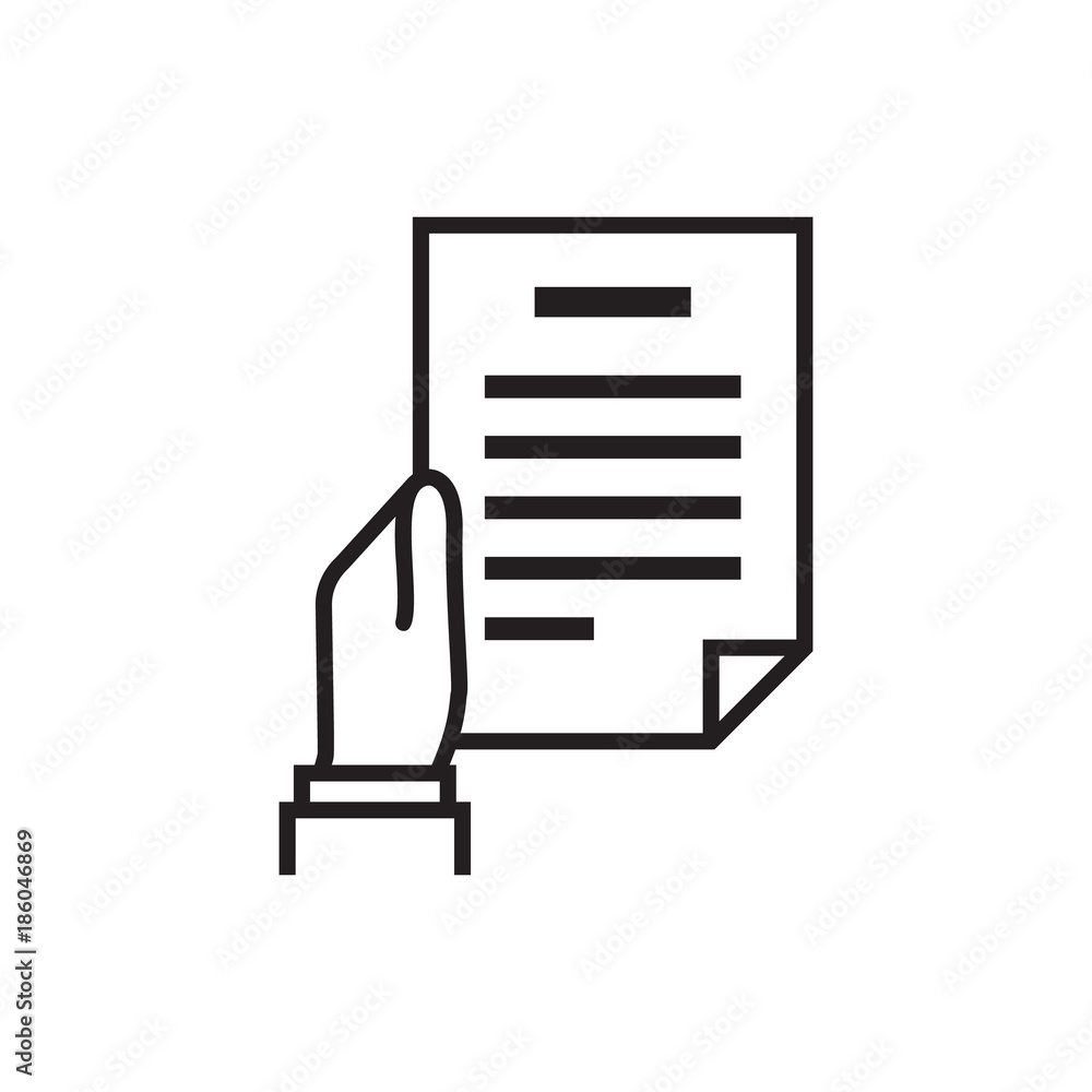Hand holding document. Icon minimal line design. Template business ...
