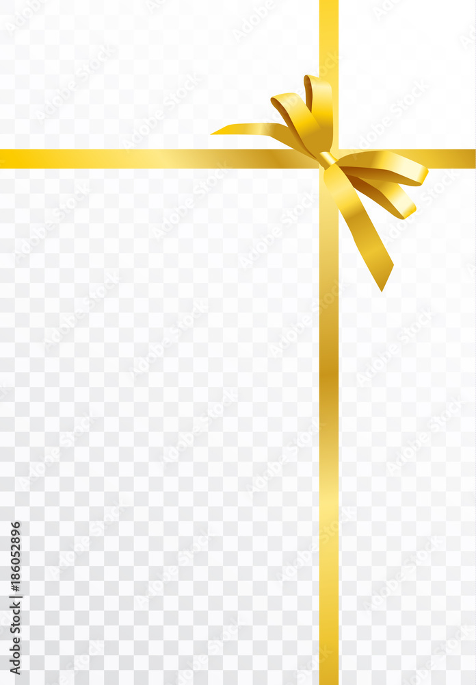 Vector realistic wrapping design with shiny gold ribbon and bow ...