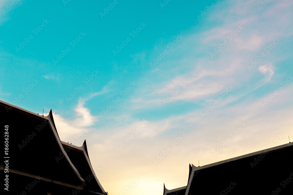 Resort roof with beautiful blue sky with clouds background Stock Photo ...