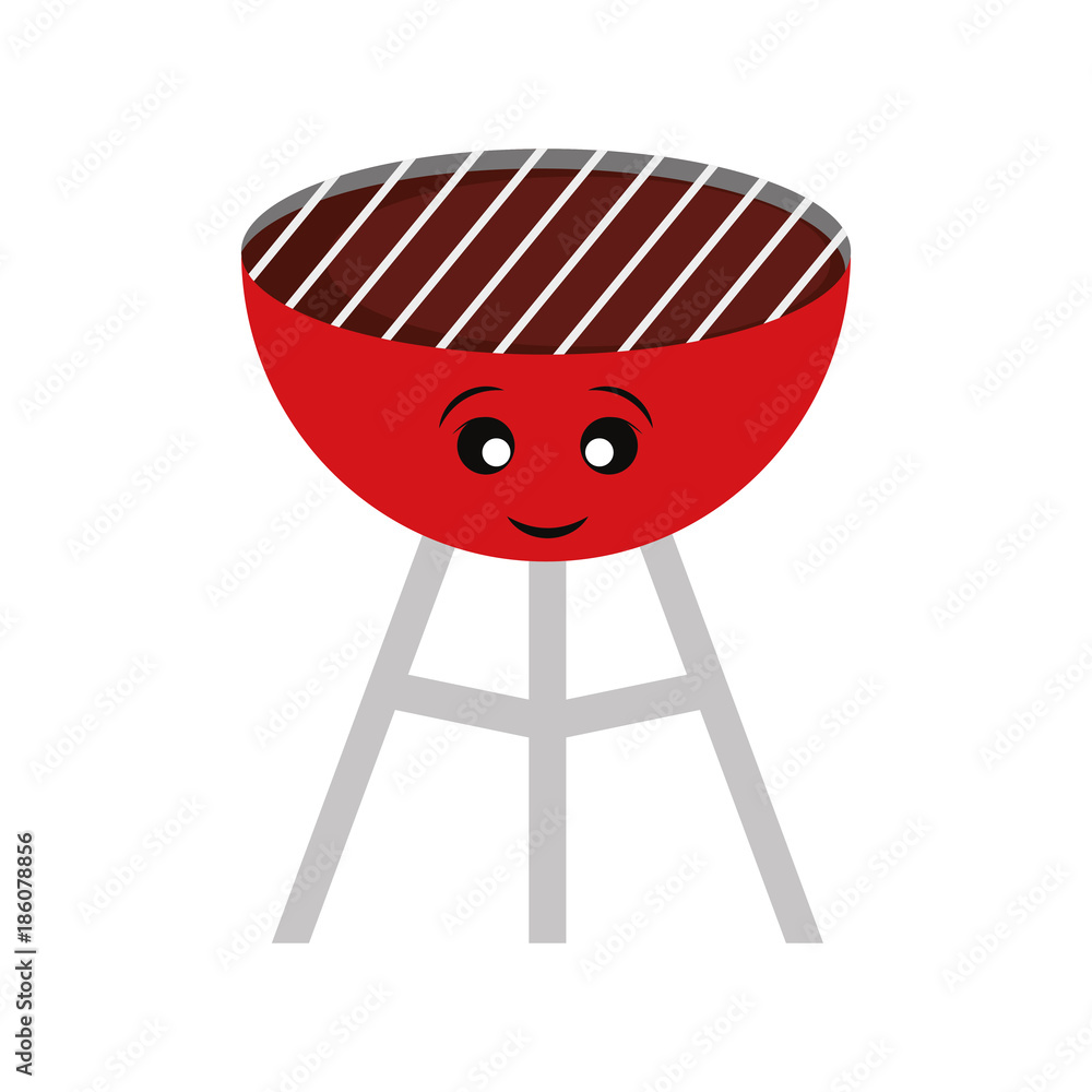 kawaii barbecue grill vector illustration Stock Vector | Adobe Stock