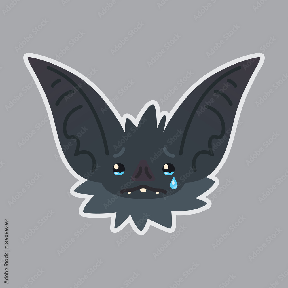 Bat sticker. Emoji. Vector illustration of cute Halloween bat vampire ...