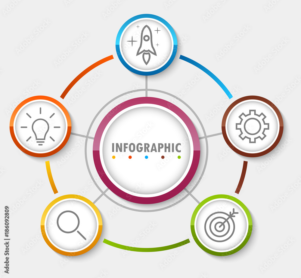 Infographic Circular Option Banner With Of 5 Step Stock Vector Adobe